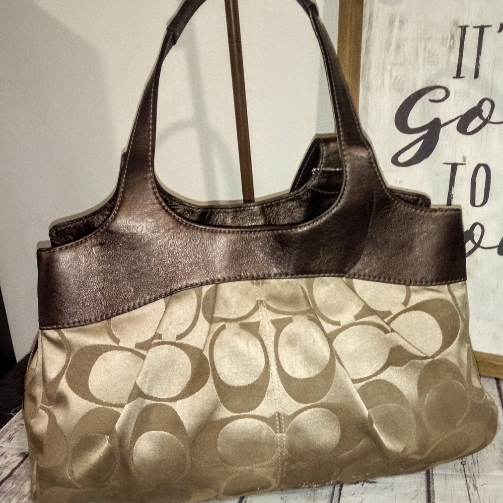 Coach Lexi Metallic Copper Sateen Signature Carryall … - Gem